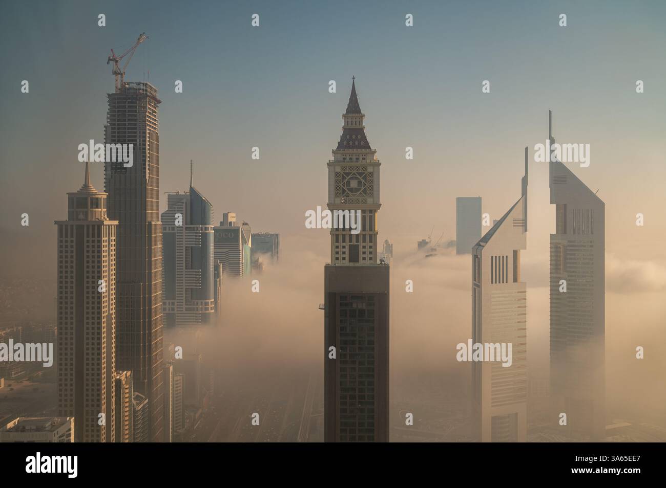 18.03.2025, Dubai, United Arab Emirates, Asia - Skyline with morning ...