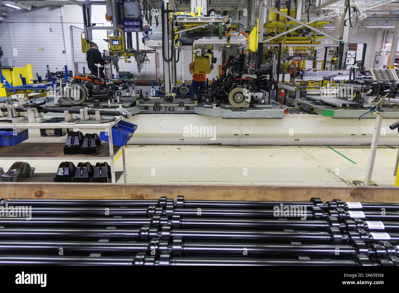Gent, Belgium. 24th Mar, 2025. The assembly line pictured during a ...