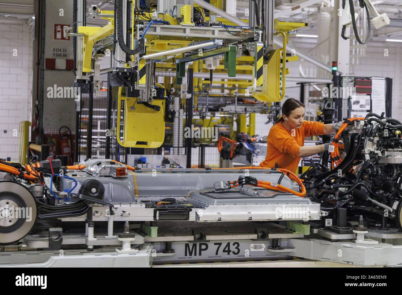 Gent, Belgium. 24th Mar, 2025. The assembly line pictured during a ...