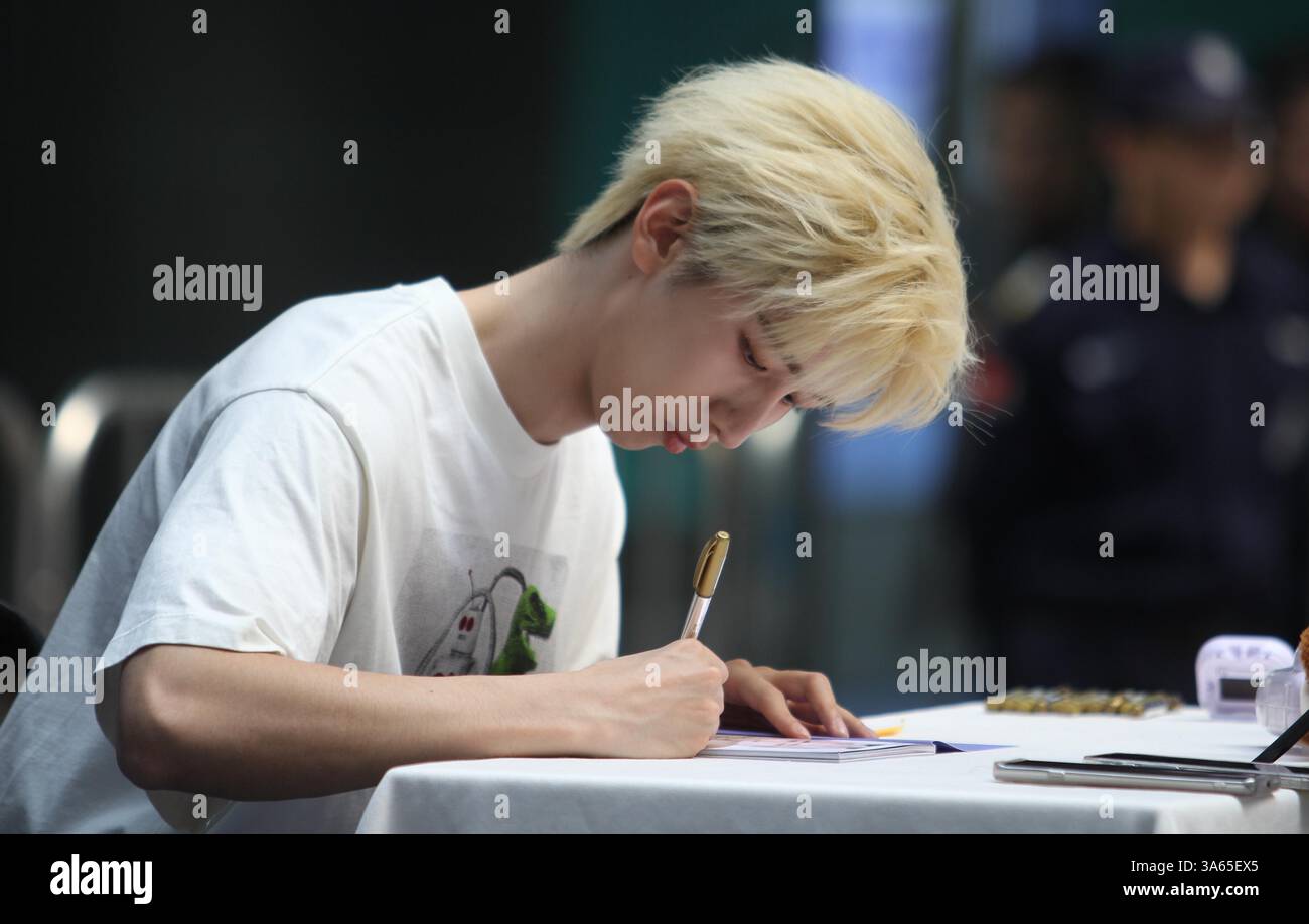 Chinese singer Zhao Rang attends an activity in Wuhan City, central ...