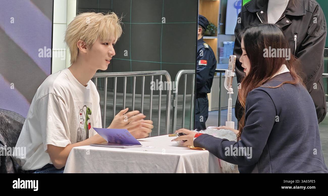 Chinese singer Zhao Rang attends an activity in Wuhan City, central ...