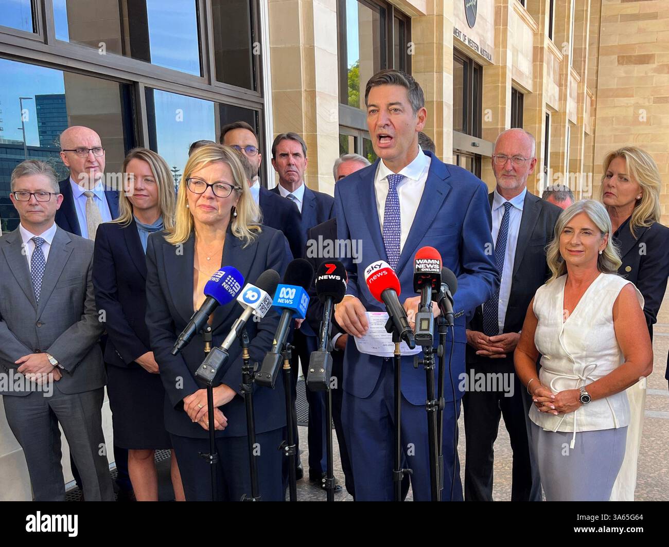 Newly appointed WA Liberal leader Basil Zempilas is joined by party ...
