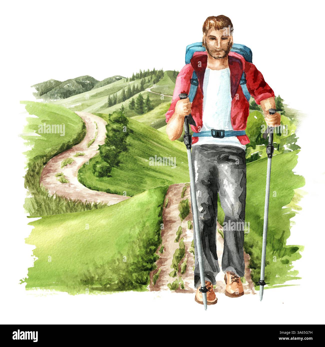 Hiker tourist backpack on top Cut Out Stock Images & Pictures - Alamy