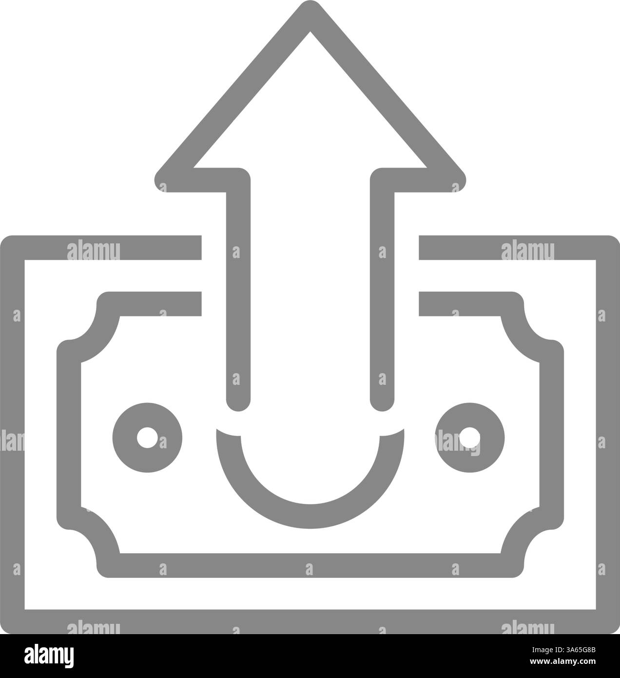 Money bill with a upward arrow line icon. Money investment growth ...