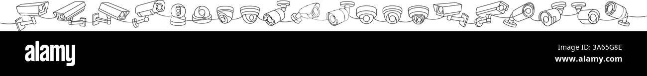 CCTV cameras one line continuous drawing. Security home protection ...