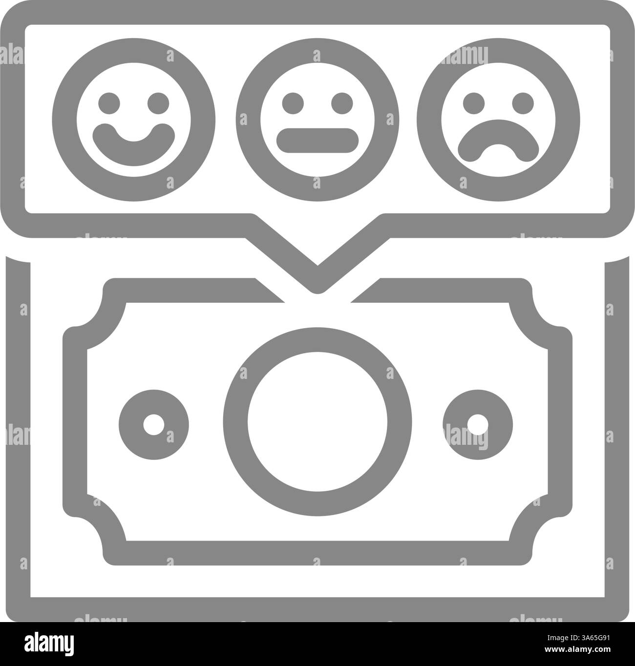 Money bill with emotions in chat bubble line icon. Exchange of money ...