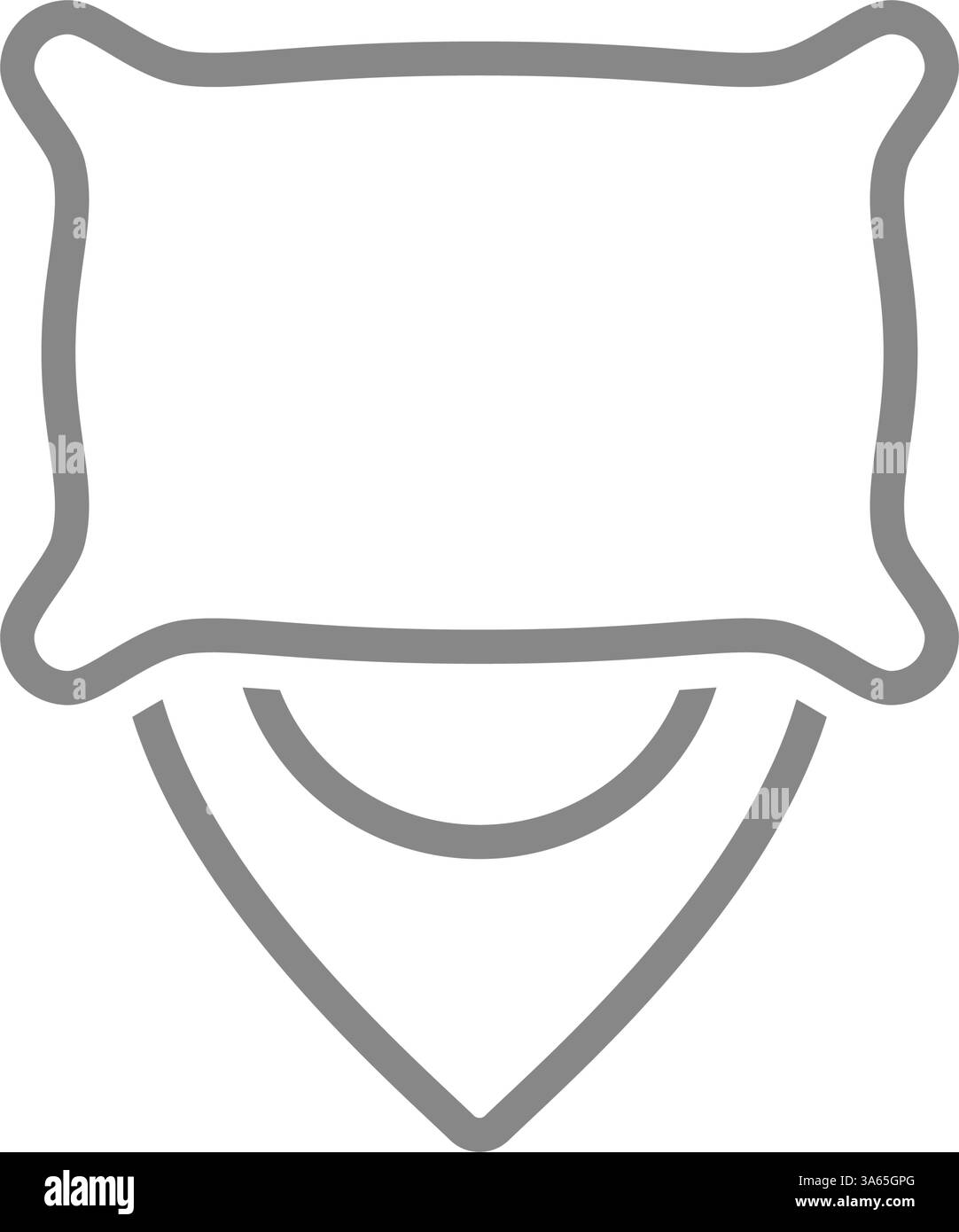 Pillow with map pointer line icon. Sleeping place location symbol ...