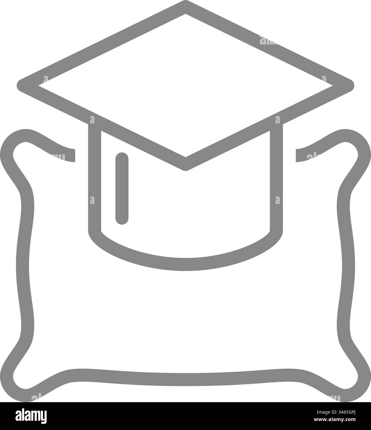 Pillow with graduation cap line icon. Comfortable pillow for sleep ...