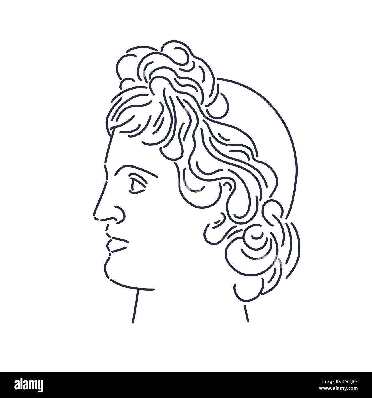 Antique face of greek portrait. Abstract line sketch of male, graphic ...