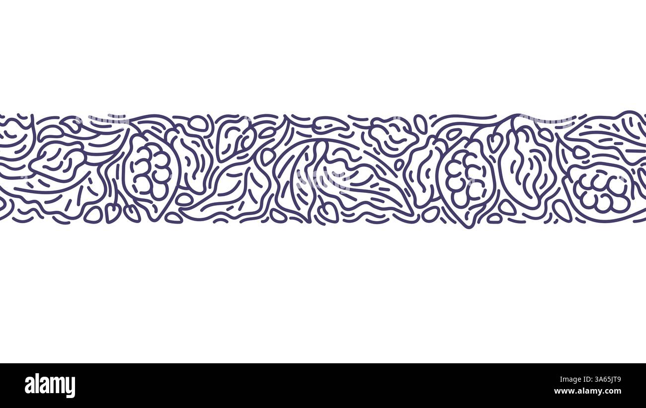 Cocoa abstract strip. Vector contour seamless pattern. Art line border ...