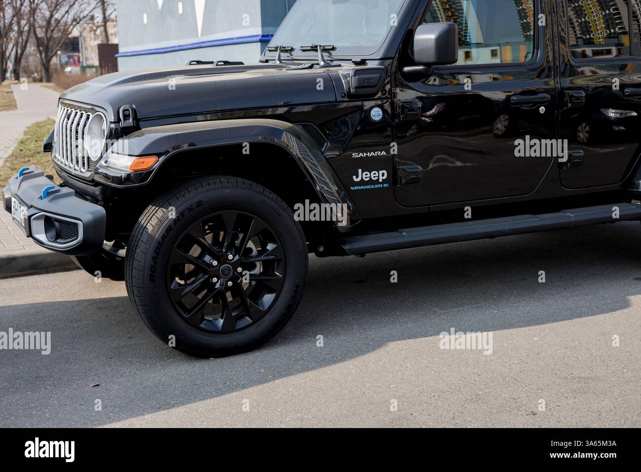 Minsk, Belarus, March 25, 2025 - Modern Jeep Wrangler Sahara car parked ...