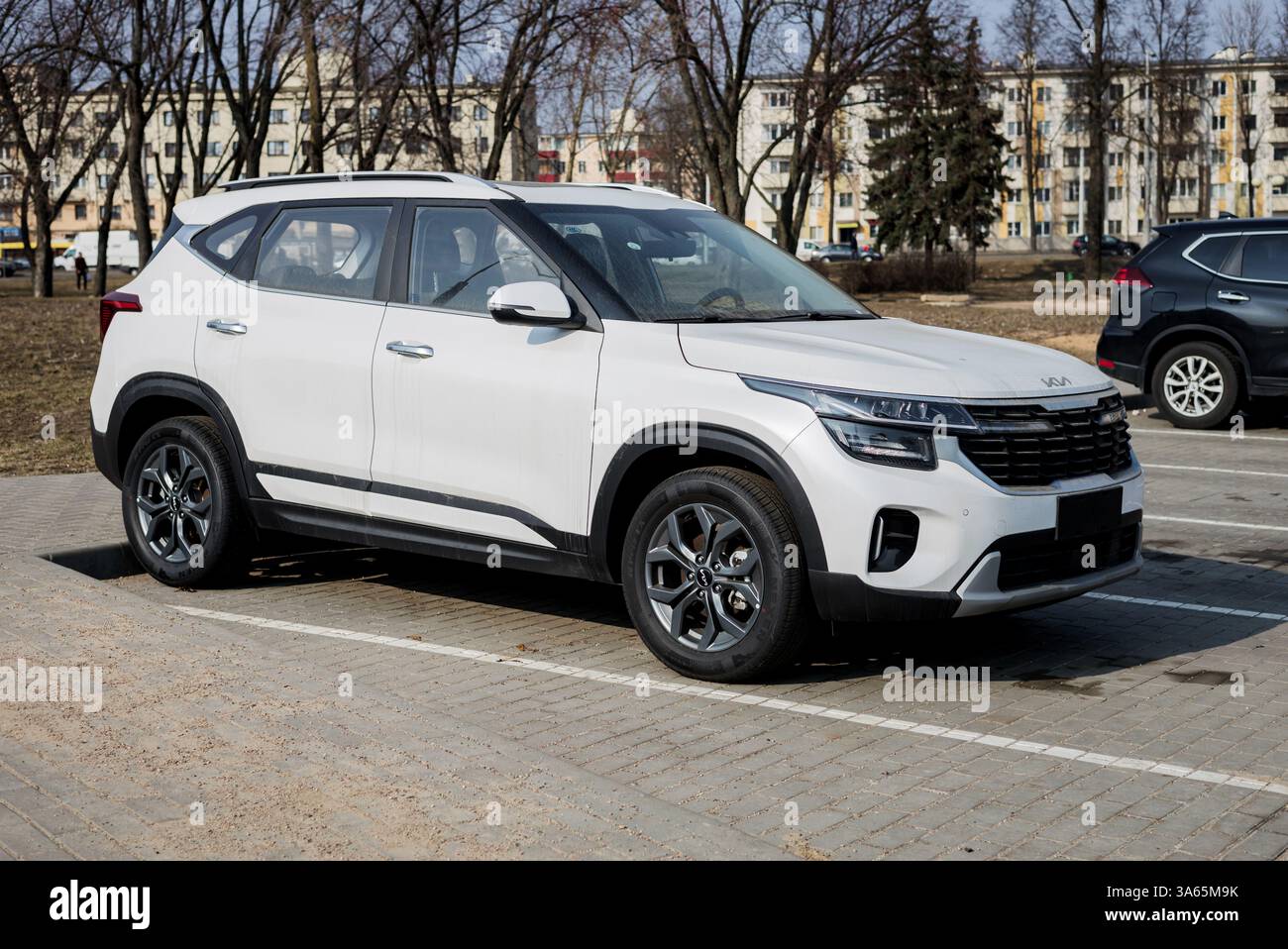 Minsk, Belarus, March 25, 2025 - General view of white Kia Seltos - luxury korean SUV car Stock ...