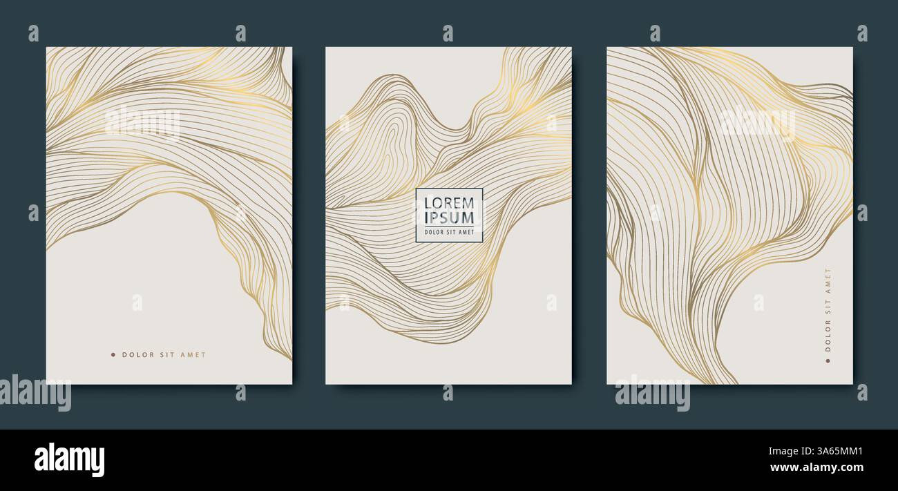 Vector wave line gold covers, texture japanese premium templates ...