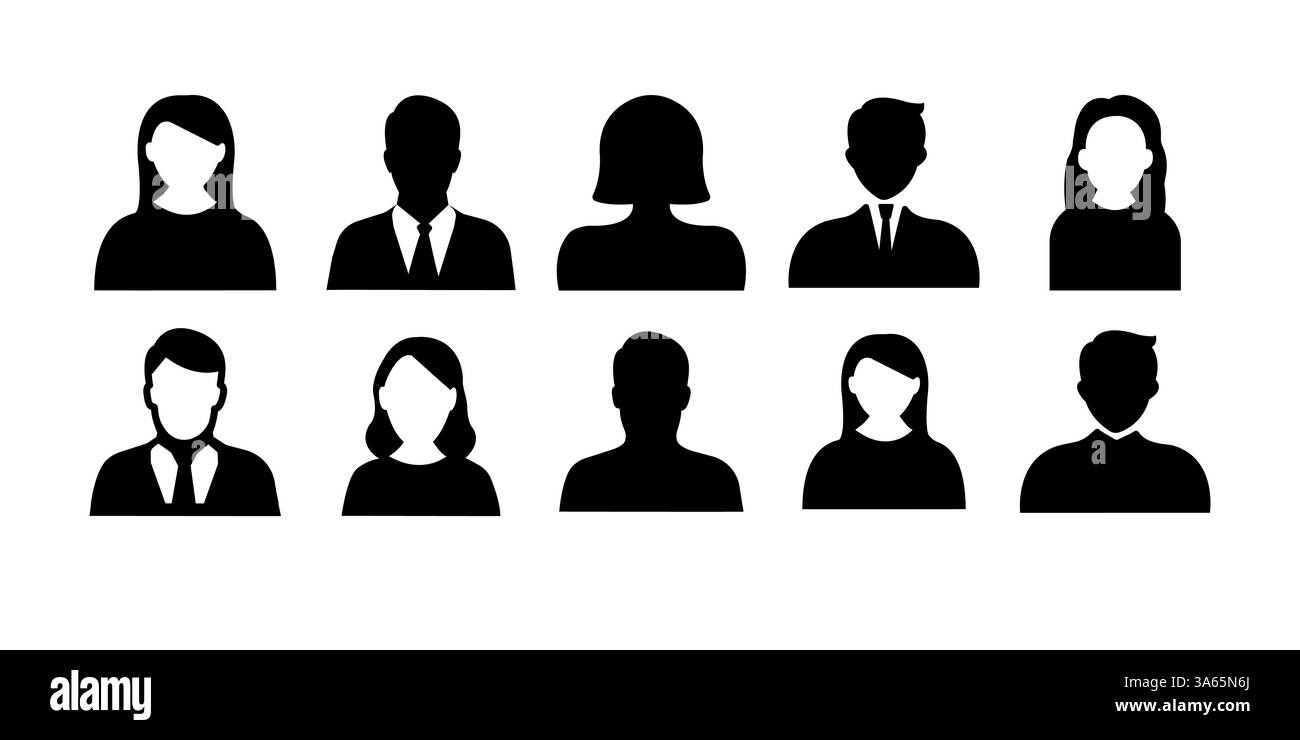 User profile icon set. Profile, people silhouette, person, avatar, sign ...
