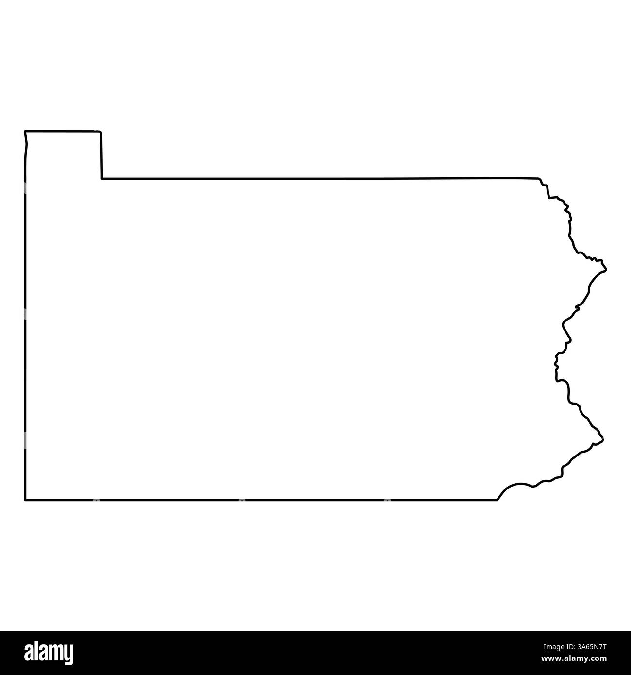 Black outline map of Pennsylvania state clean borders, isolated vector ...