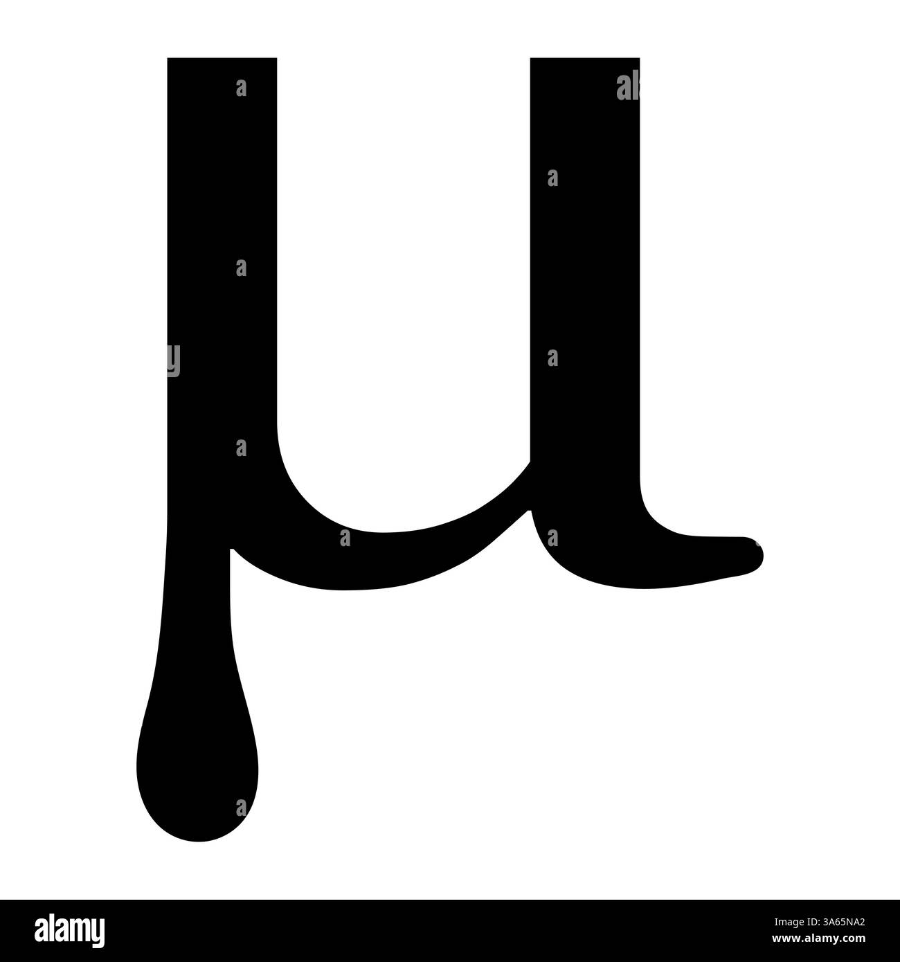 Bold stylized Greek letter mu, with thick dripping tail Stock Vector ...