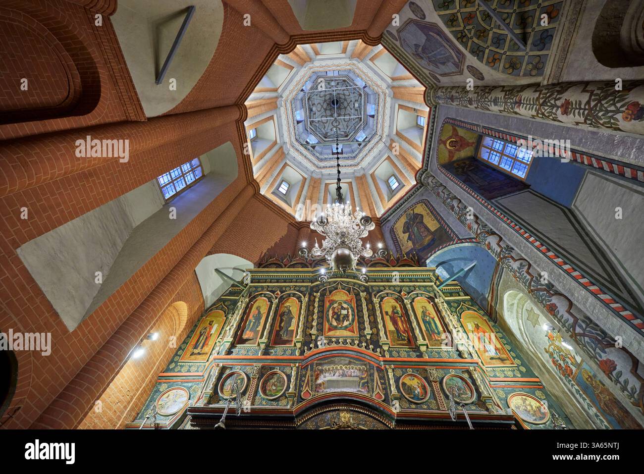 A view from below of icon screen and tented roof at the Church of the ...