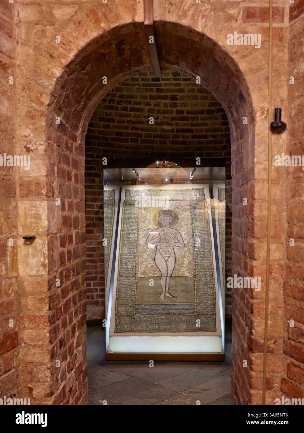 View through arched doorway of original pall for the shrine of Basil ...