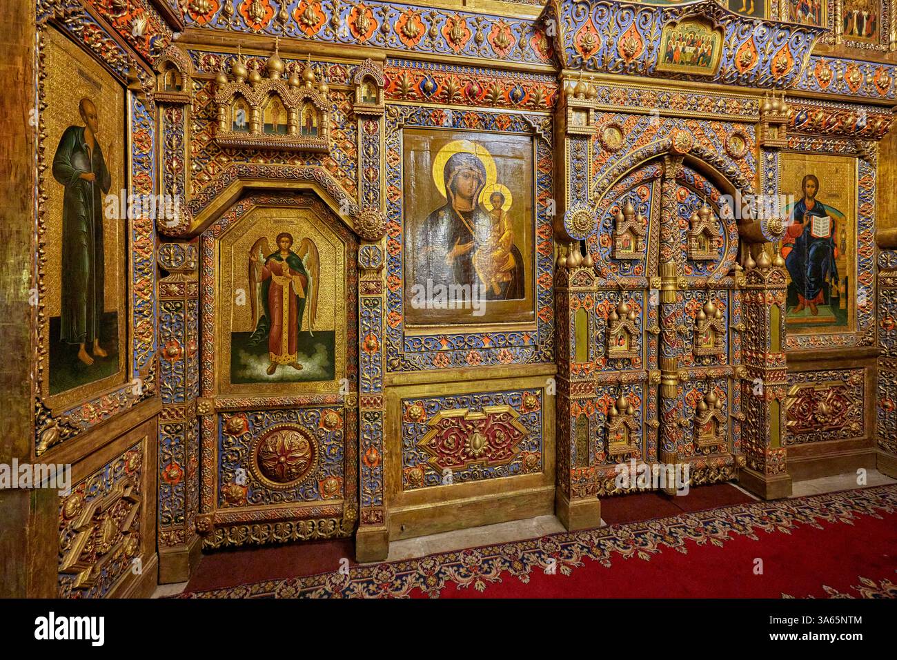 Intricately decorated iconostasis inside the 16th century Cathedral of ...