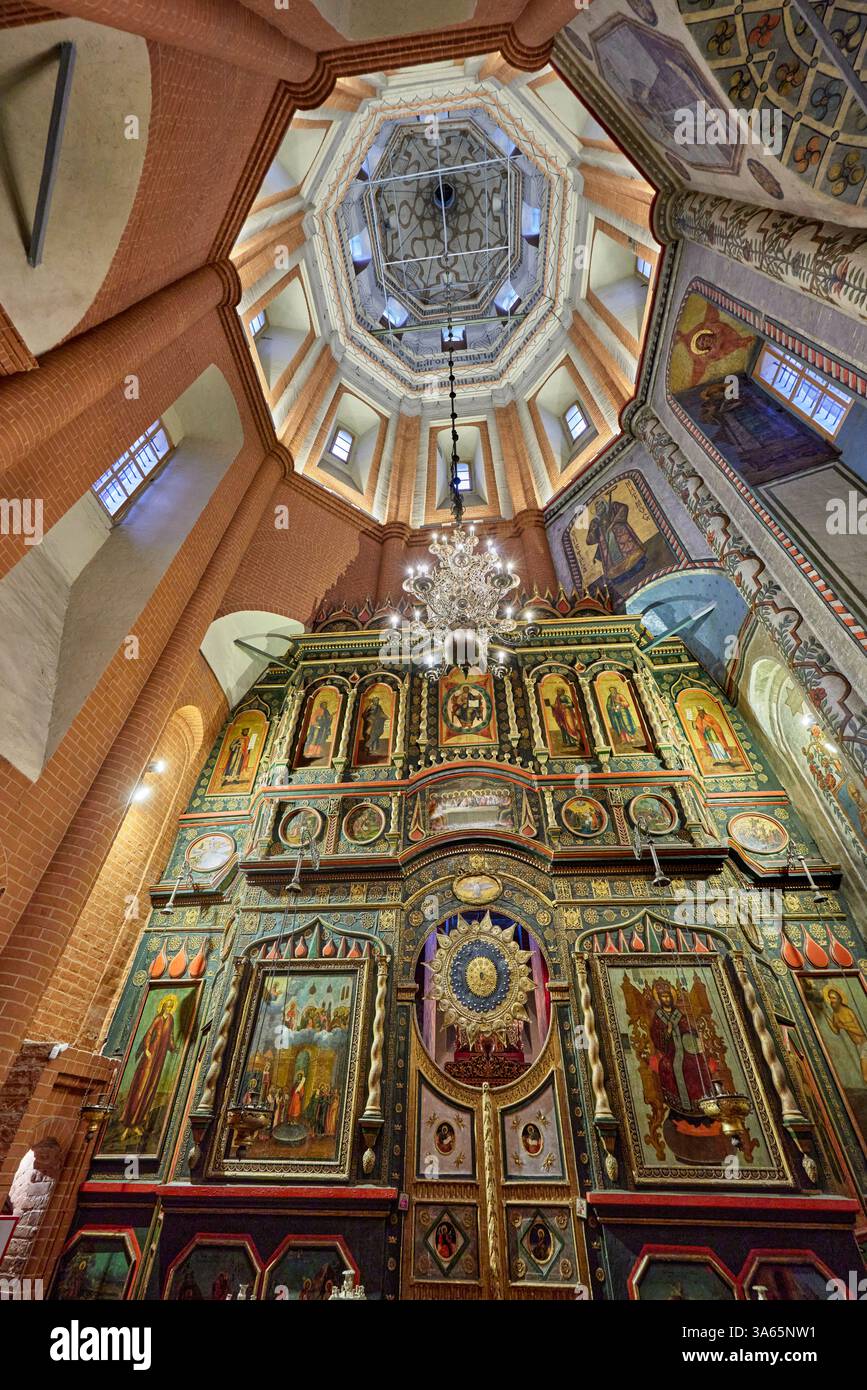 A view from below of icon screen and tented roof at the Church of the ...