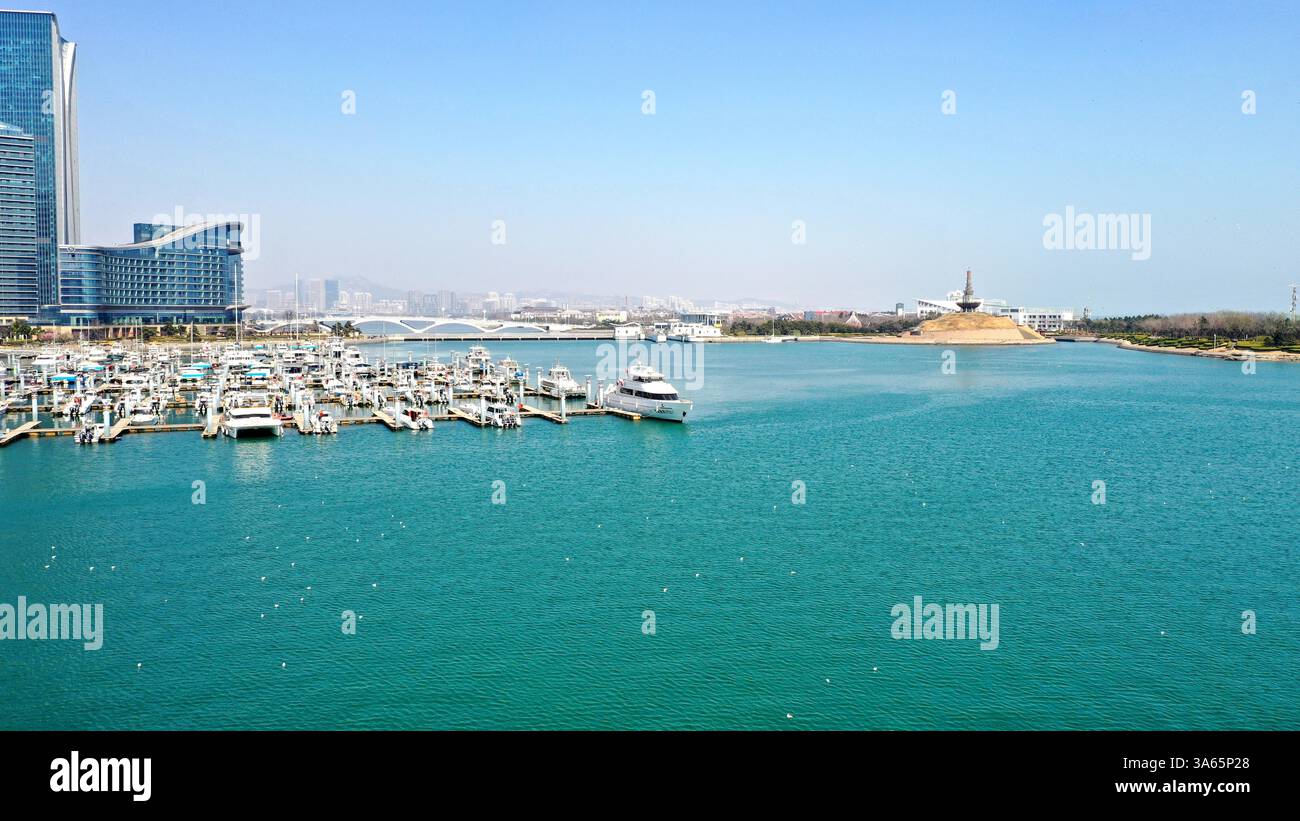 Aerial photo shows the Rizhao world cup base in Rizhao City, east China ...