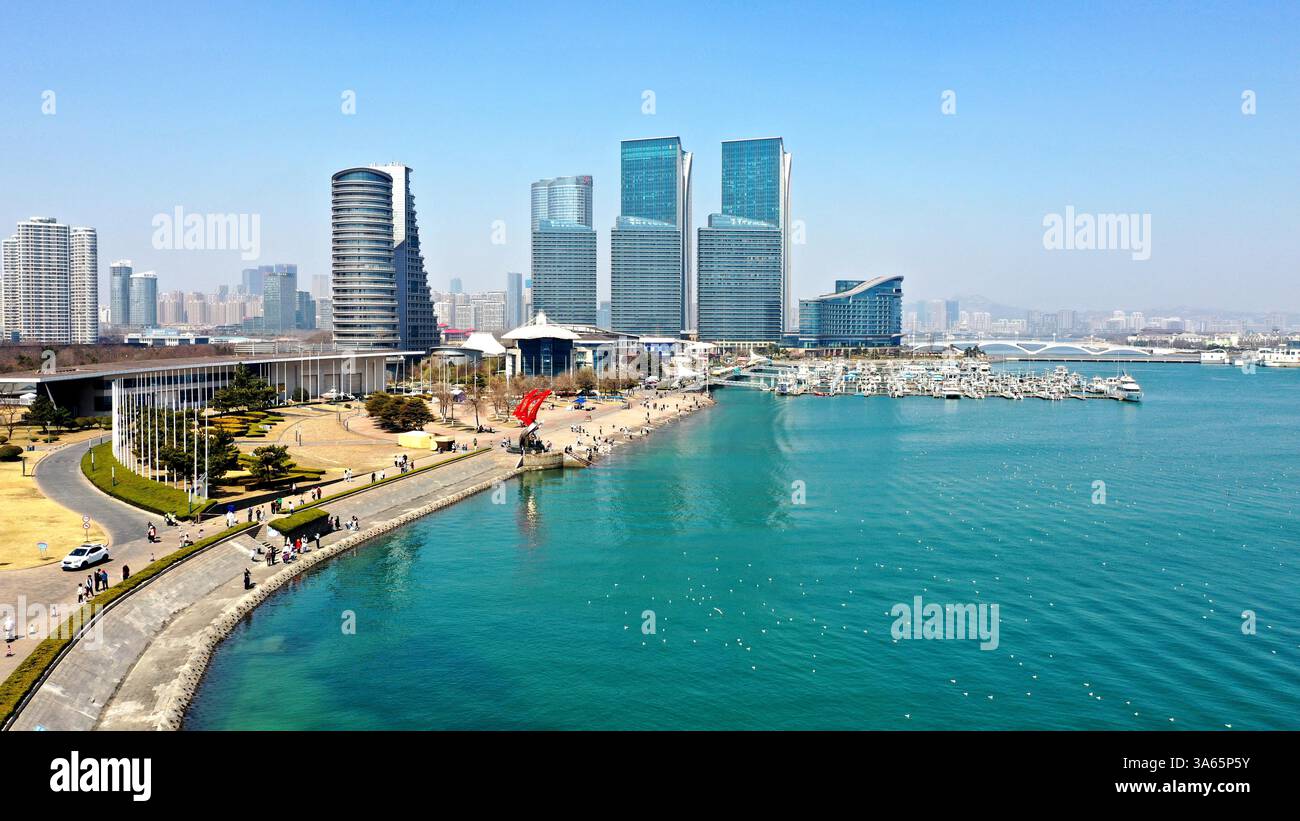 Aerial photo shows the Rizhao world cup base in Rizhao City, east China ...