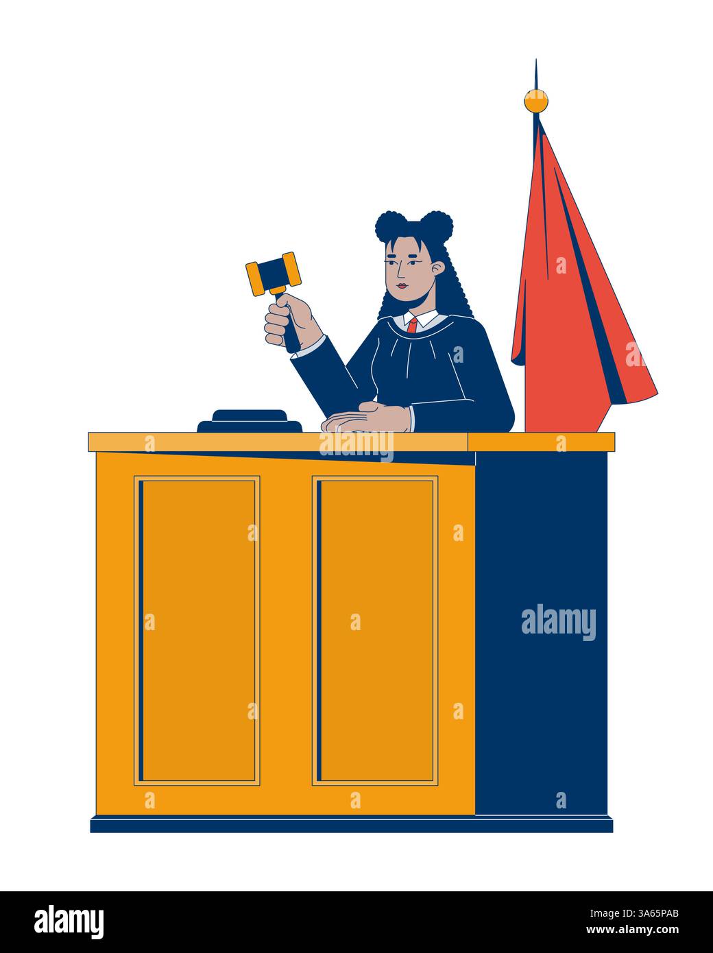 Latina judge woman with gavel making verdict at courtroom desk 2D ...