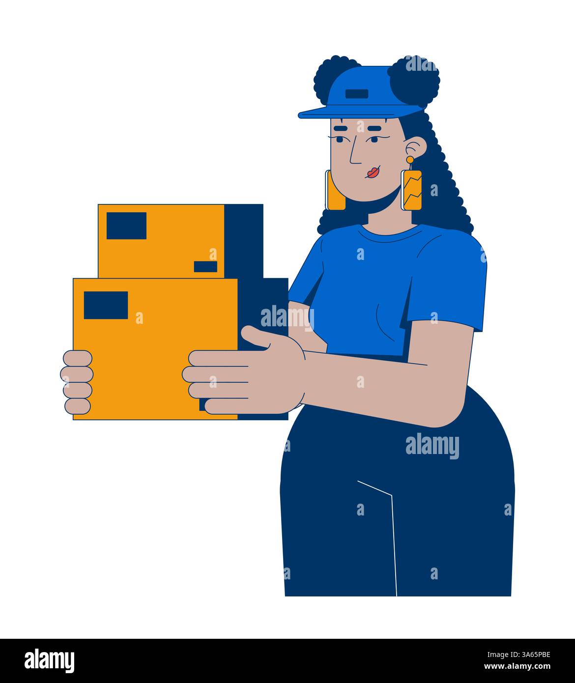 Delivery woman holding packages 2D cartoon character Stock Vector Image ...