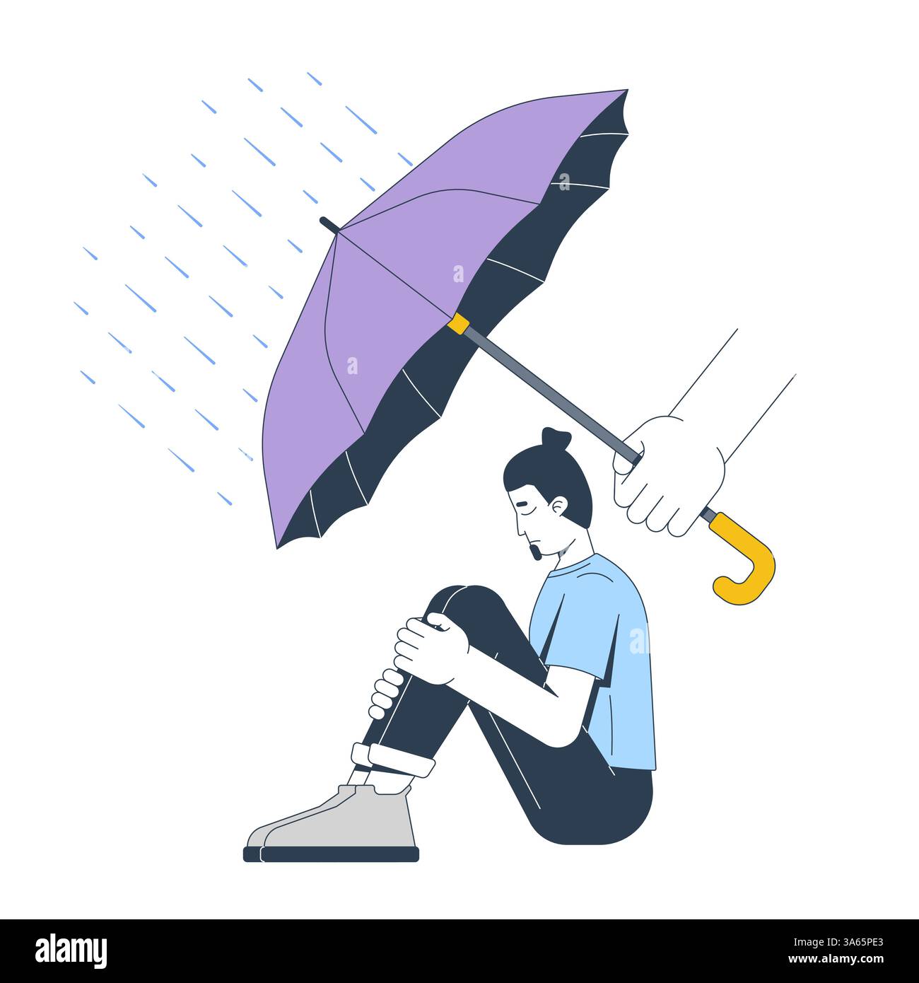 Support during mental health crisis 2D illustration concept Stock ...