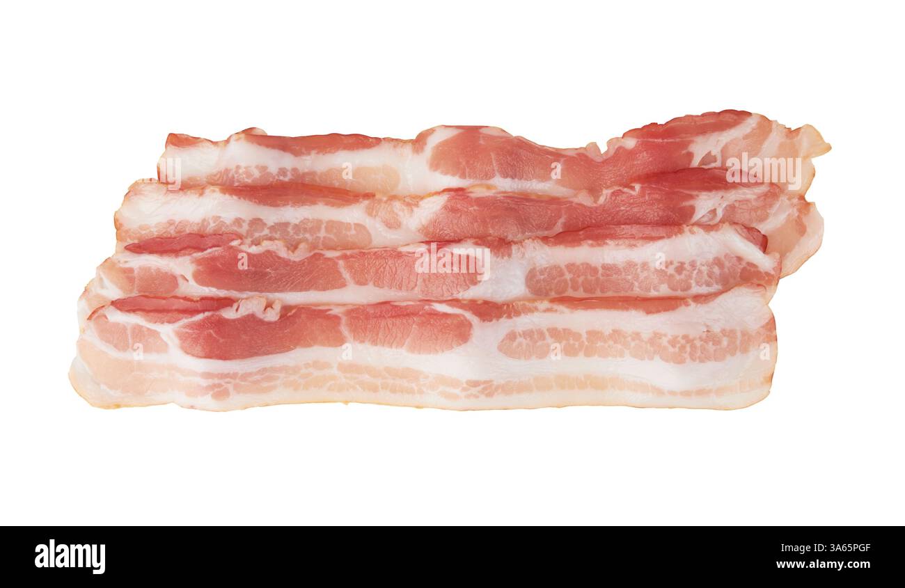 Fresh raw bacon isolated on white background Stock Photo - Alamy