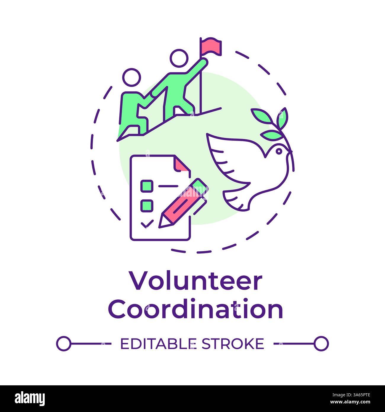 Volunteer coordination multi color concept icon Stock Vector Image ...