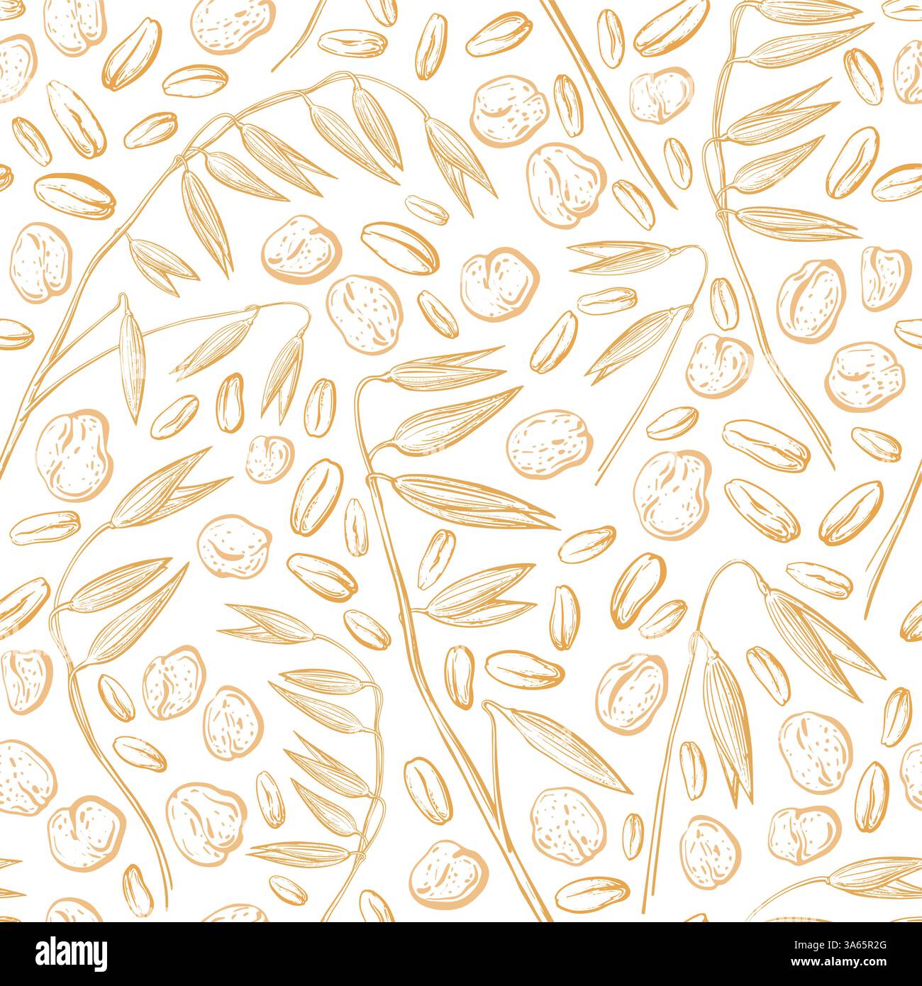 Oat seed, flakes seamless pattern. Organic farm food and bio milk ...