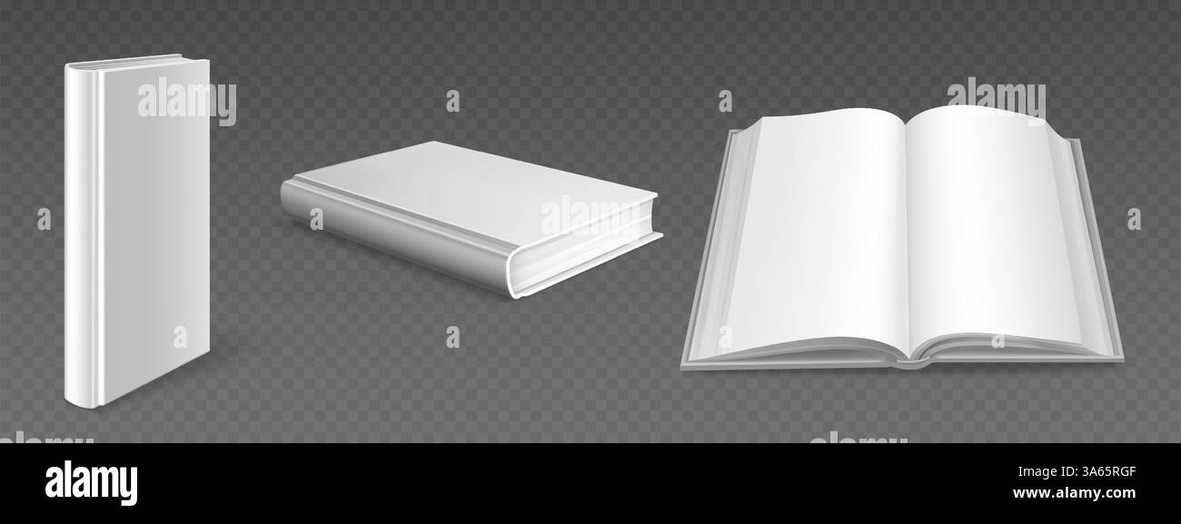 Open and closed book mockup set isolated on transparent background ...