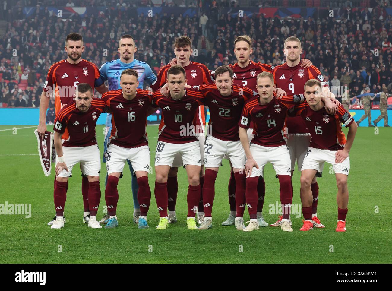 Latvia Team shoot before kick off Back Row:- Antonijs Ceernomordijs ...