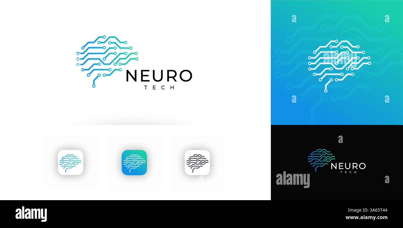 Brain Circuit design with Branching Tech lines symbolizing digital ...