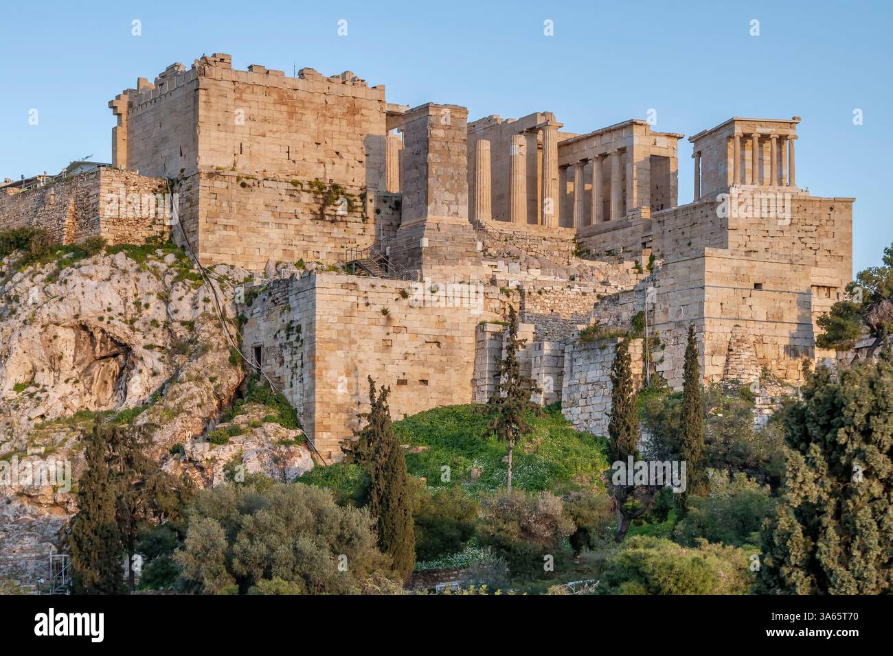 The Acropolis of Athens, Greece, seen from the Areopagus hill in the sunset light Stock Photo ...