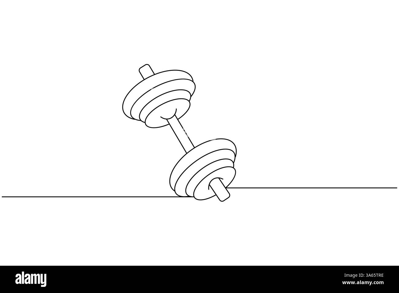 Dumbbell continuous one drawing and minimalist style isolate outline ...