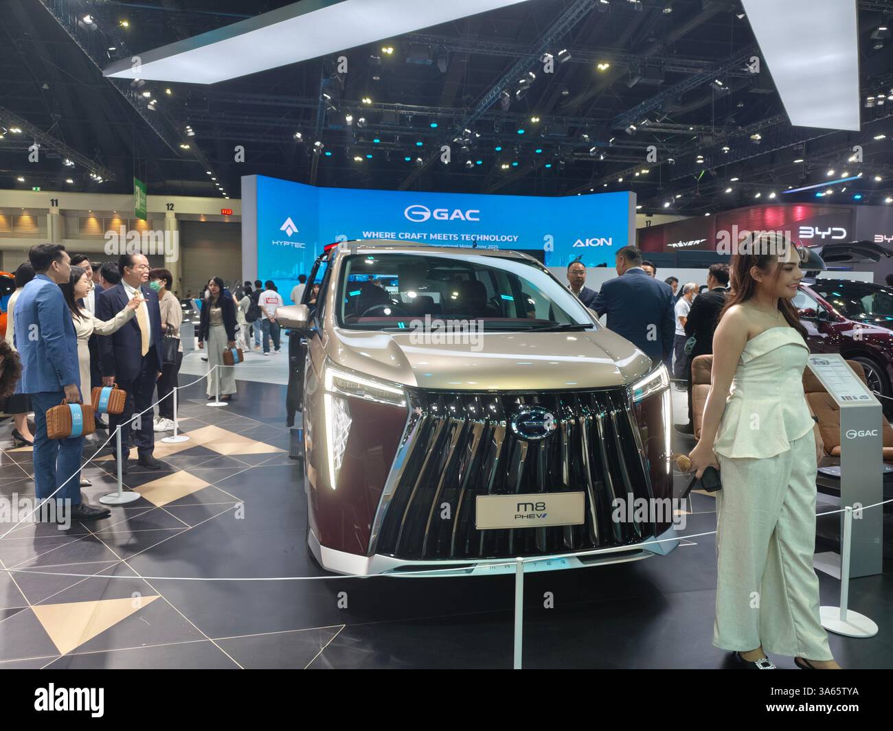 Bangkok, Thailand.24th March 2025. GAC M8 Phev van is on display during the media preview of the ...