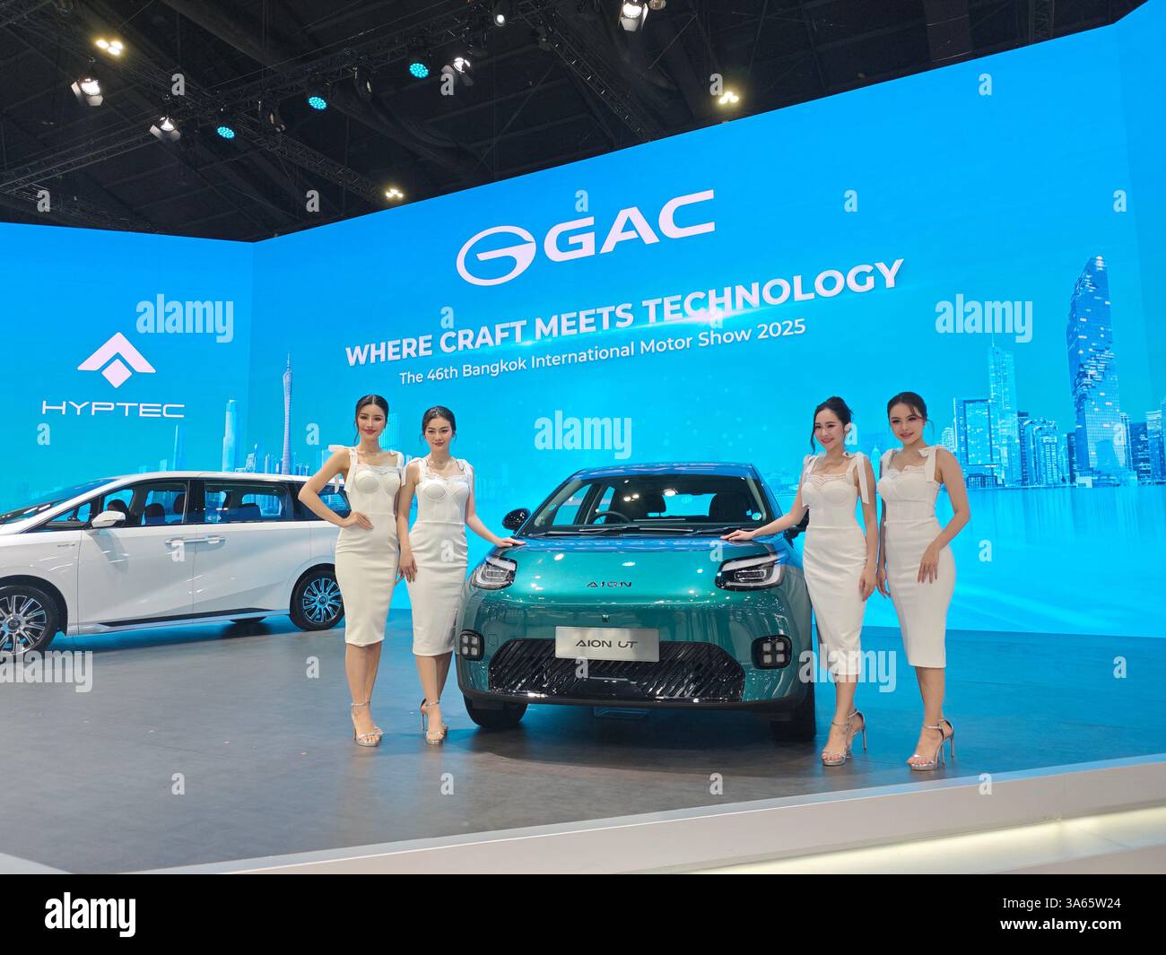 Bangkok, Thailand.24th March 2025. GAC Aion UT electric vehicle is on display during the media ...