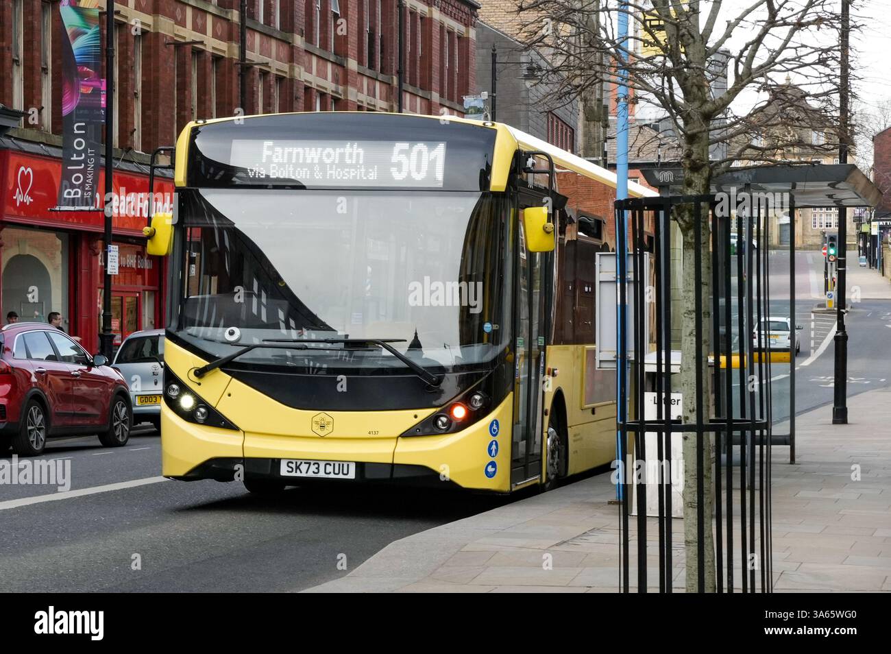 A Bolton single decker bus pictured in the city centre Stock Photo - Alamy