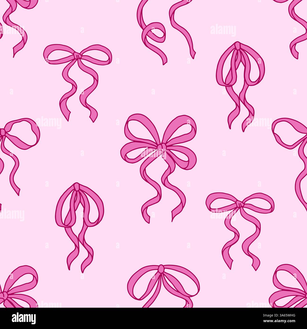Coquette seamless pattern Pink Ribbon Bow. Pretty Girly bows. Trendy ...