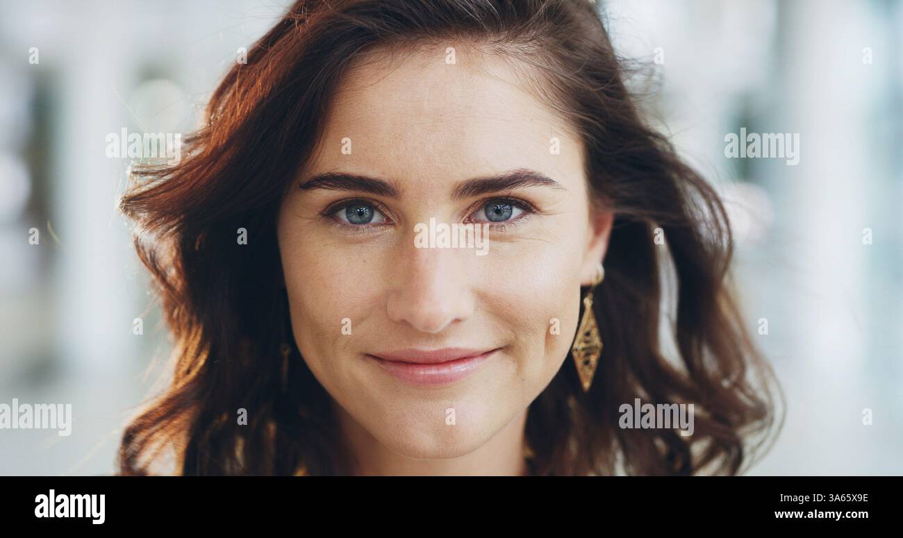 Smile, business and woman with makeup for portrait as secretary ...