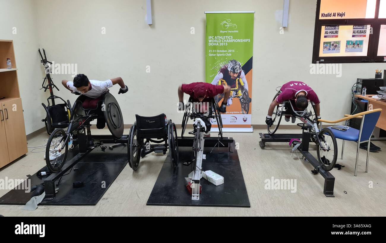 Qatar's Parathletes during a indoor training session at Qatar ...