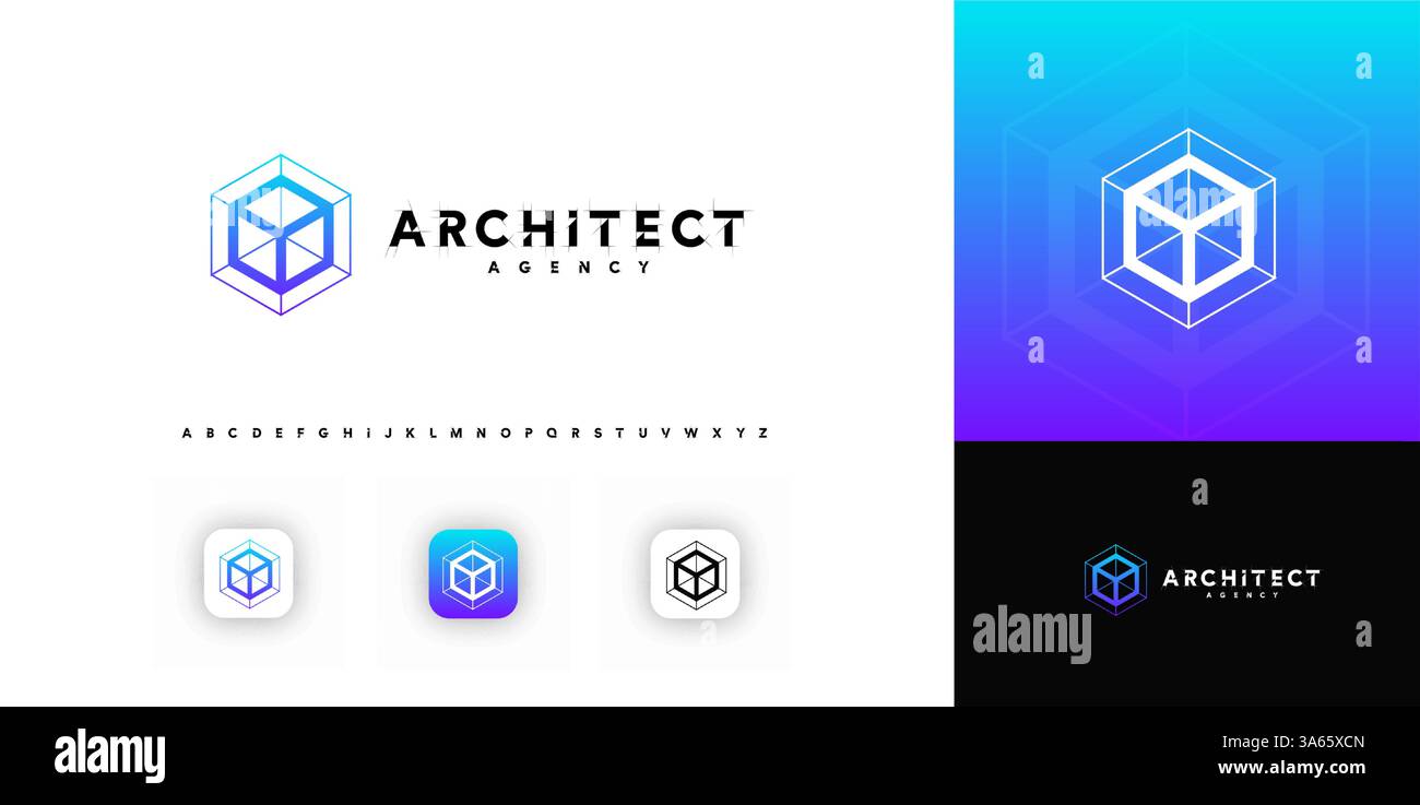 Geometric isometric cube logo for architecture studios, design agencies ...