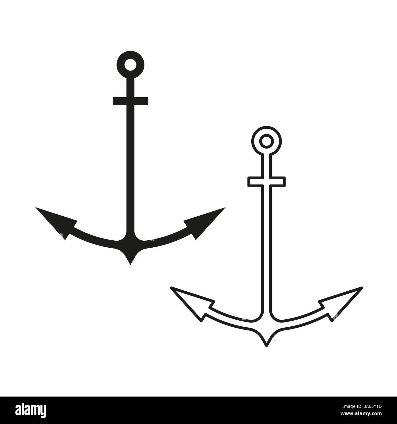 Anchor symbol. Nautical maritime element. Black white icon. Vector ...