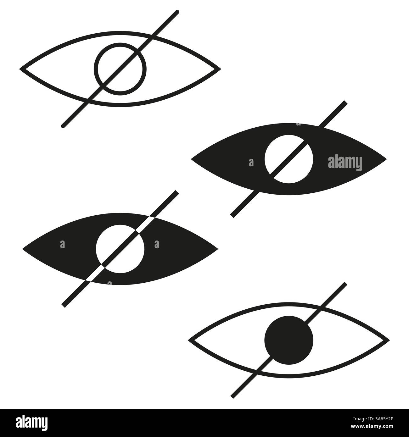 Hidden vision icon. Closed eye symbol. Privacy concept vector. Black ...