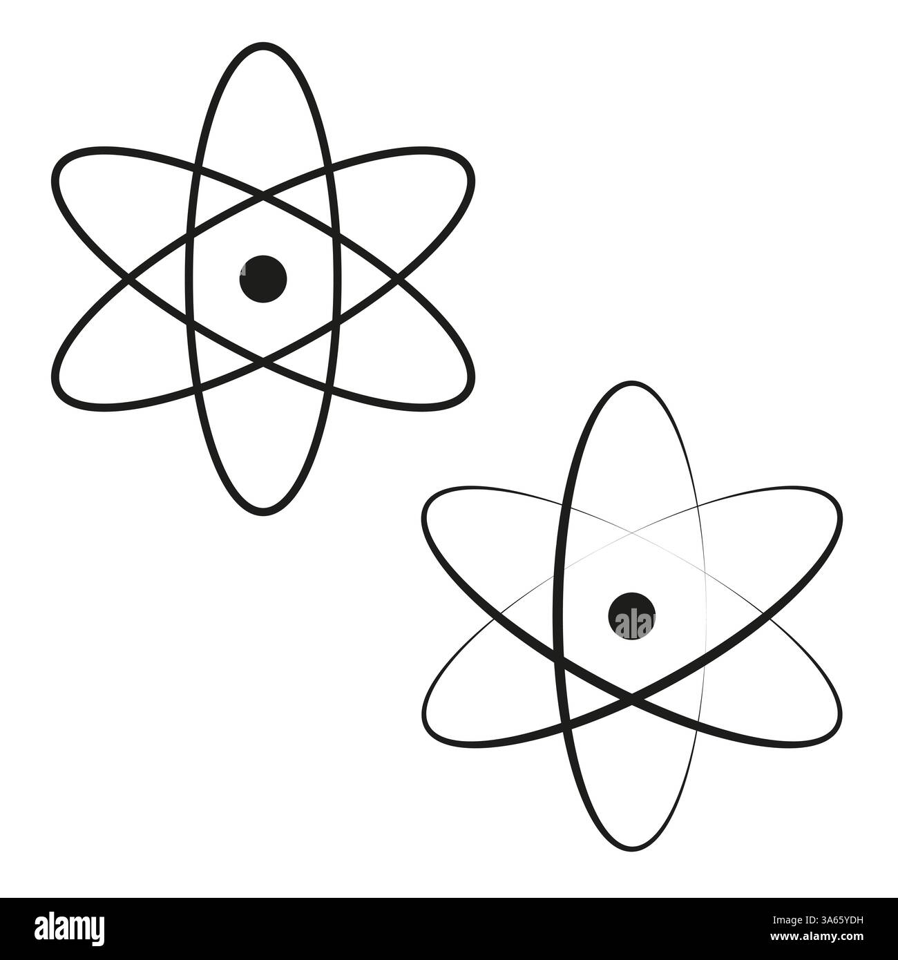 Atom vector icon. Science and physics symbol. Black and white lines ...