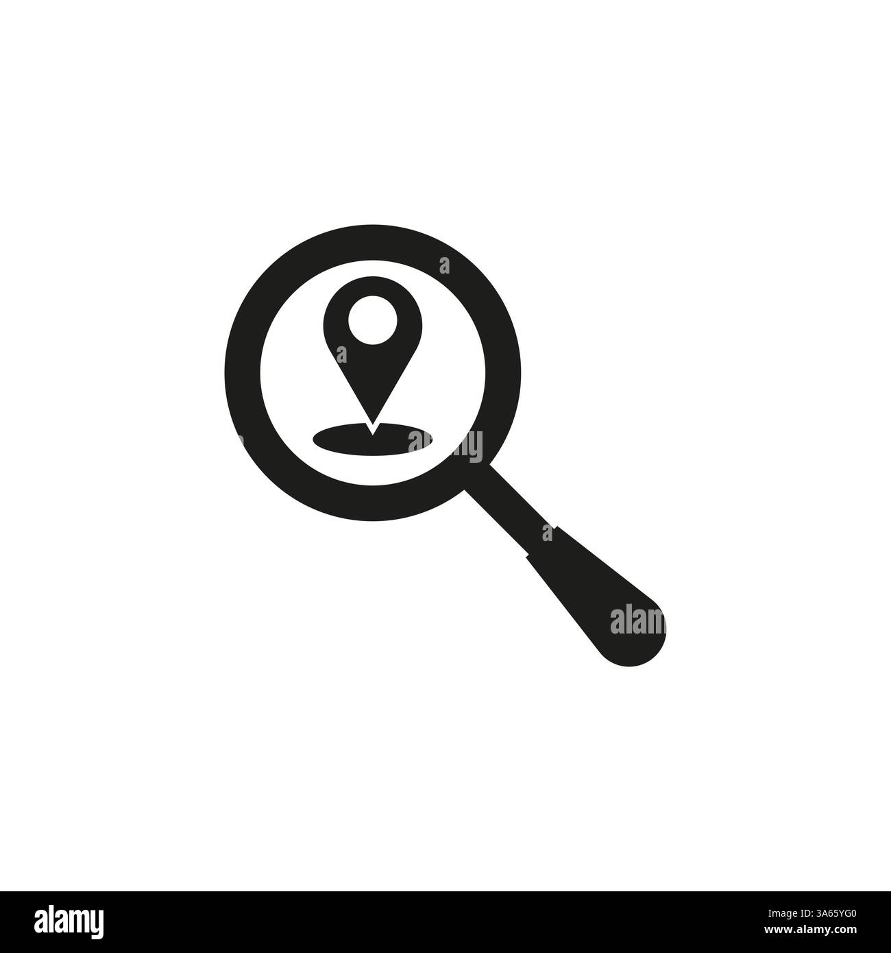 Location magnifier icon. Map search symbol. GPS pinpoint graphic ...