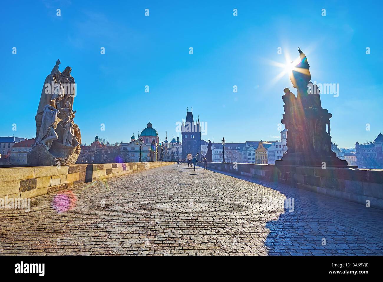 Enjoy the medieval stone statues, decorating the Charles Bridge across ...
