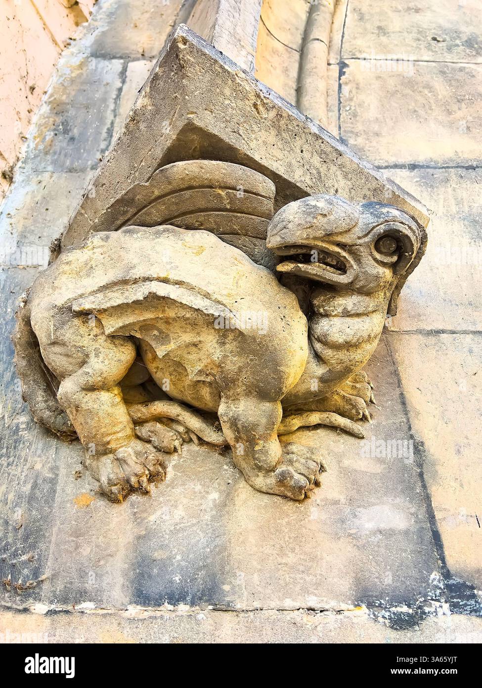 The carved medieval dragon grotesue, supporting the arch of the Charles ...
